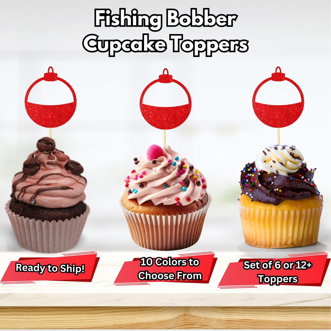 Fishing Bobber Cupcake Toppers, Fish Party Decorations, Ofishally ...