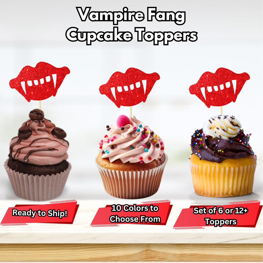 Vampire Fangs Cupcake Toppers, Vampire Themed Party Decor, Dracula ...