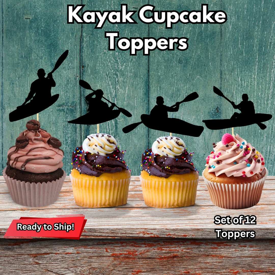 Kayak Cupcake Toppers, Kayaking Theme Cupcake Picks, Kayak Party ...