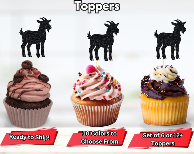 Goat Cupcake Toppers, Goat Party Decor, Farm Food Picks, Farm Themed ...