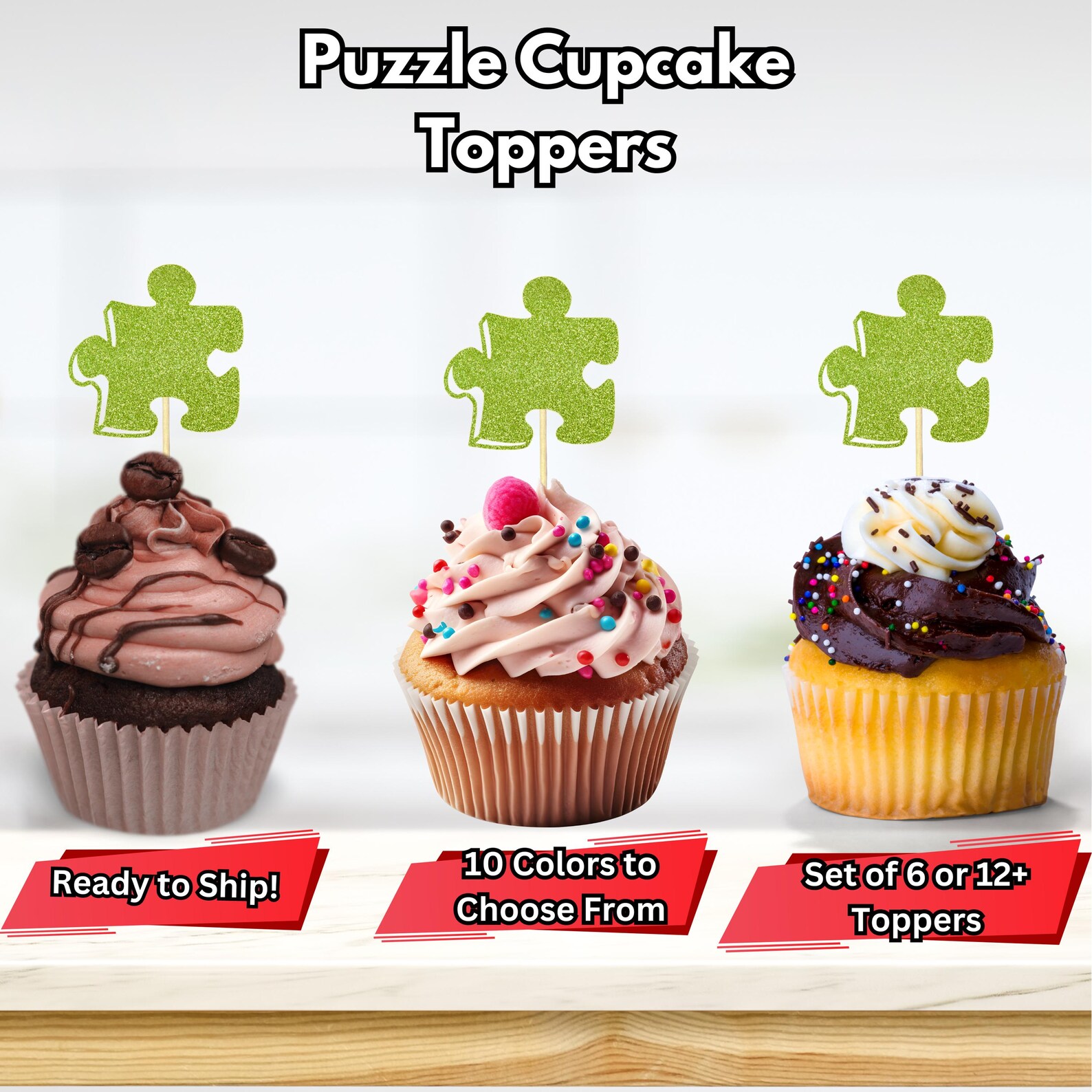 Puzzle Cupcake Toppers, Game Lover Party Decor, Toddler Cupcake Toppers ...