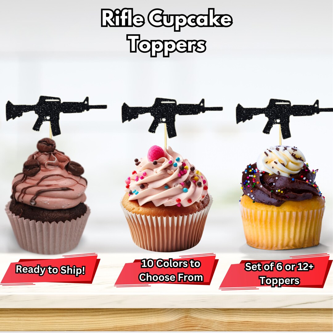 Rifle Cupcake Toppers, Hunting Birthday Party Decor, Military Rifle ...