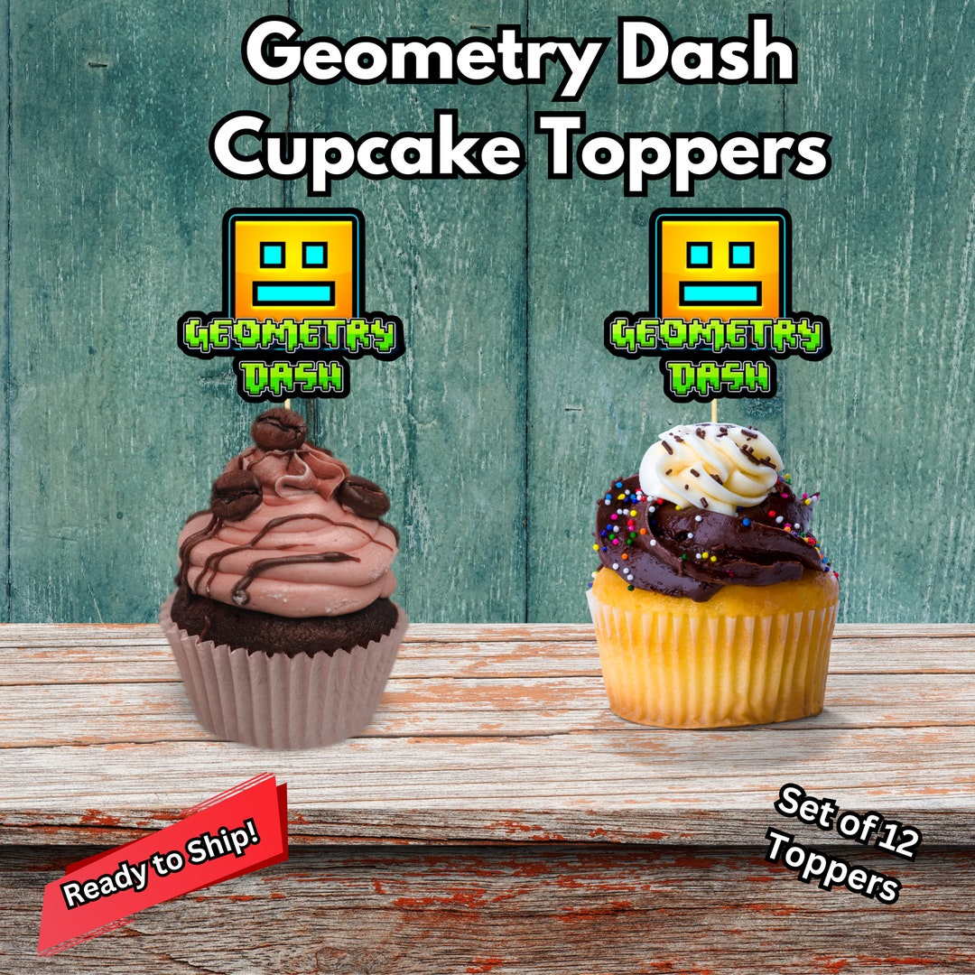 Geometry Dash Cupcake Toppers, Geometry Dash Theme, Geometry Dash ...