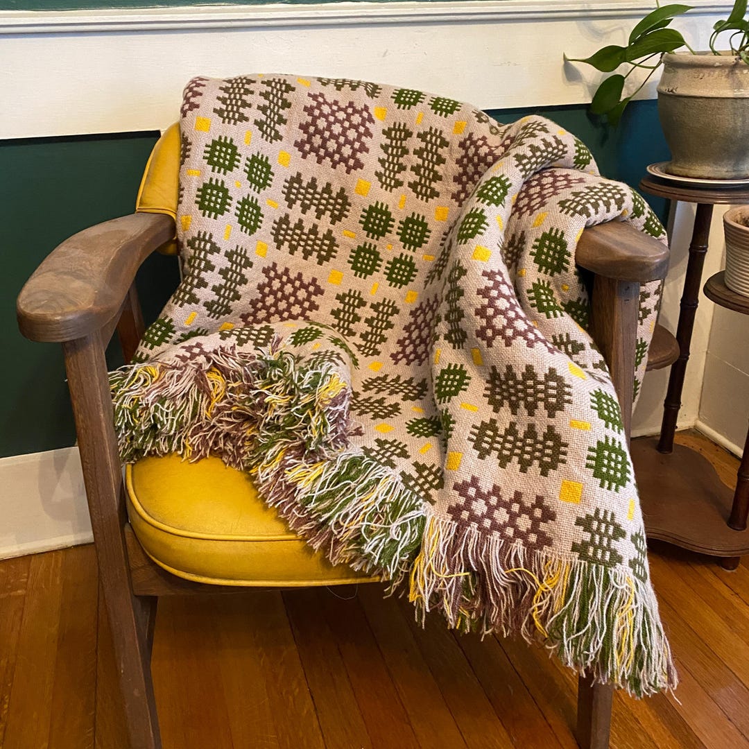 Derw Pure Wool Reversible Tapestry Blanket Made in Wales 1960s Welsh - Etsy