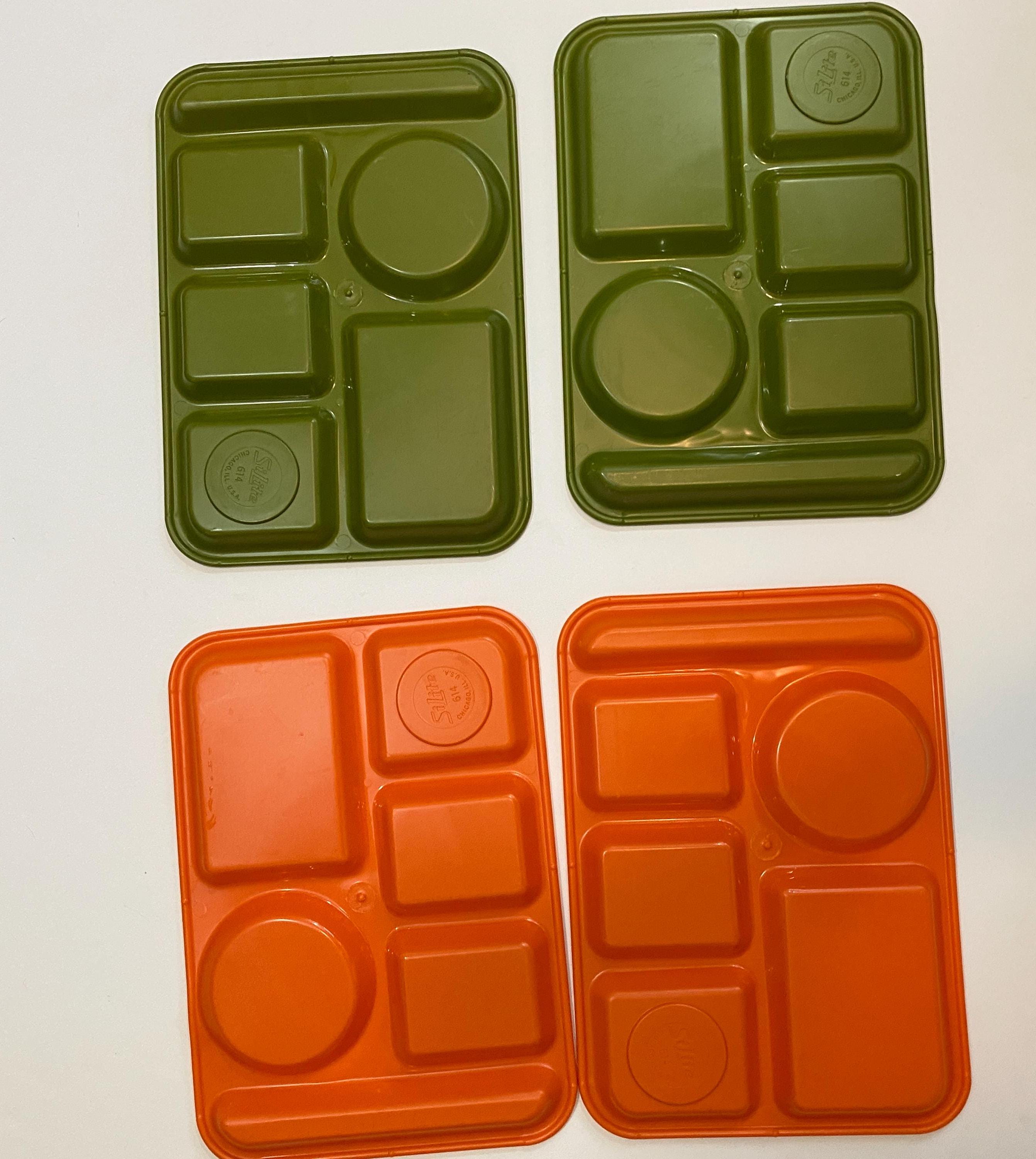 Vintage Silite Set of 4 Melamine Lunch Cafeteria Trays Orange Green - Etsy