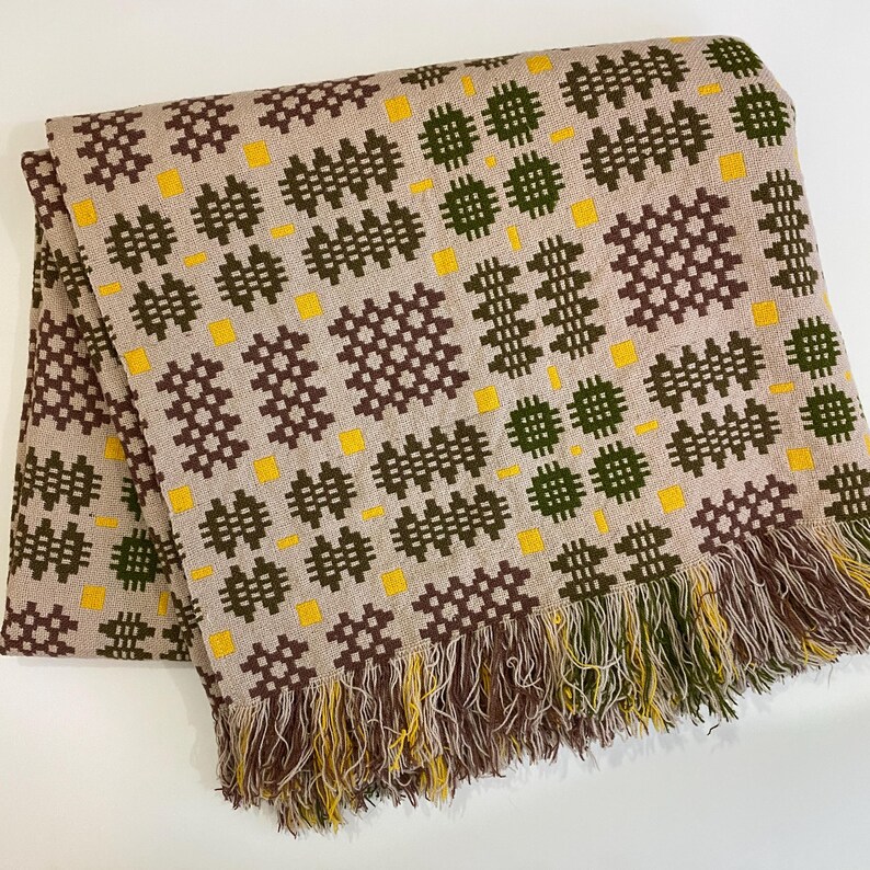 Derw Pure Wool Reversible Tapestry Blanket Made in Wales 1960s Welsh - Etsy