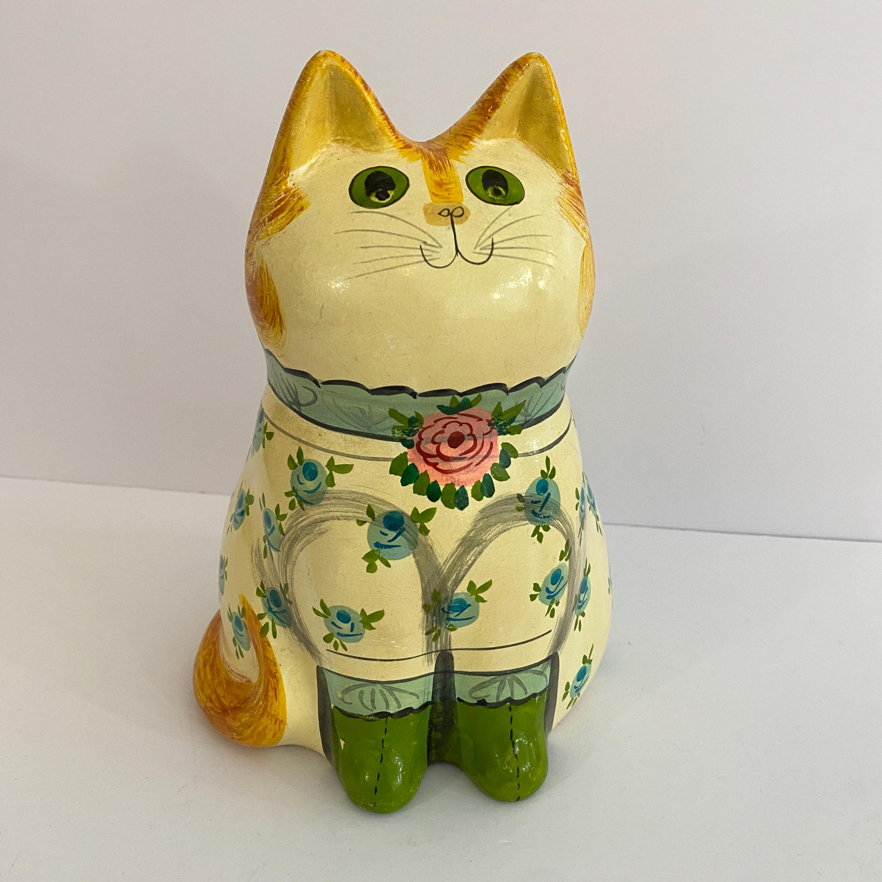 Hand Painted Sitting Cat Bank - Etsy