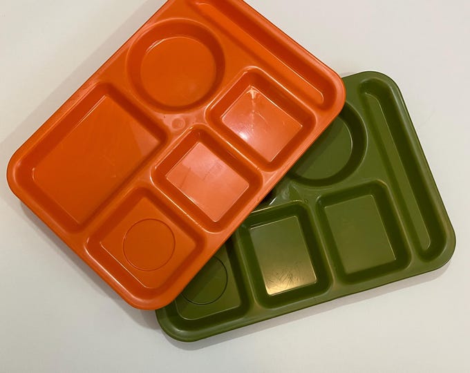 Vintage Silite Set of 4 Melamine Lunch Cafeteria Trays Orange Green - Etsy