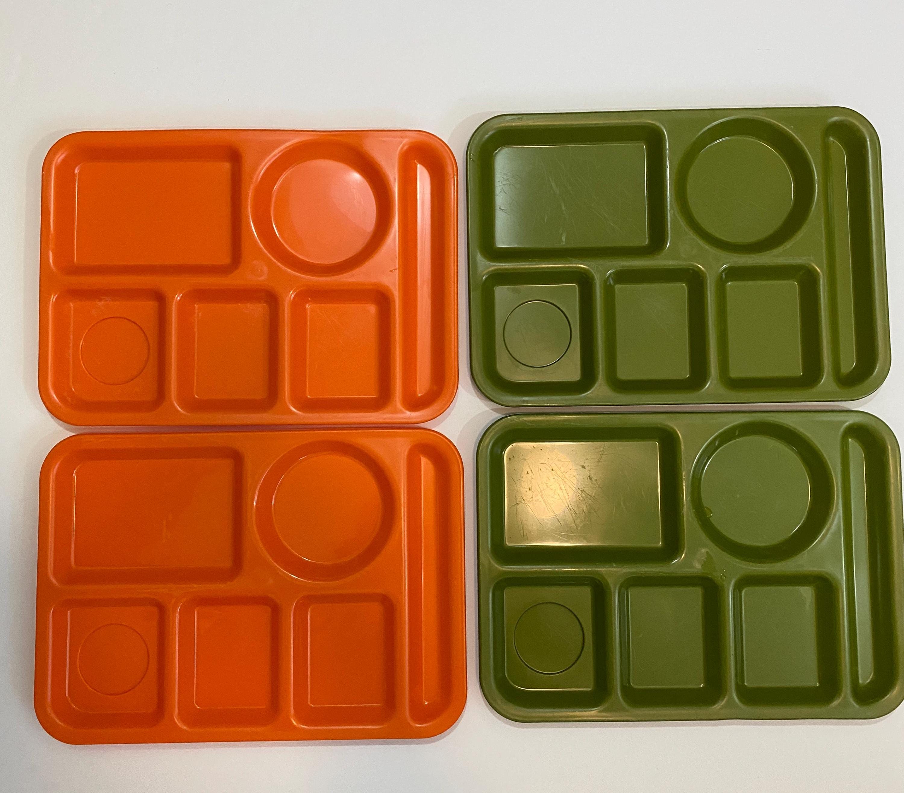 Vintage Silite Set of 4 Melamine Lunch Cafeteria Trays Orange Green - Etsy