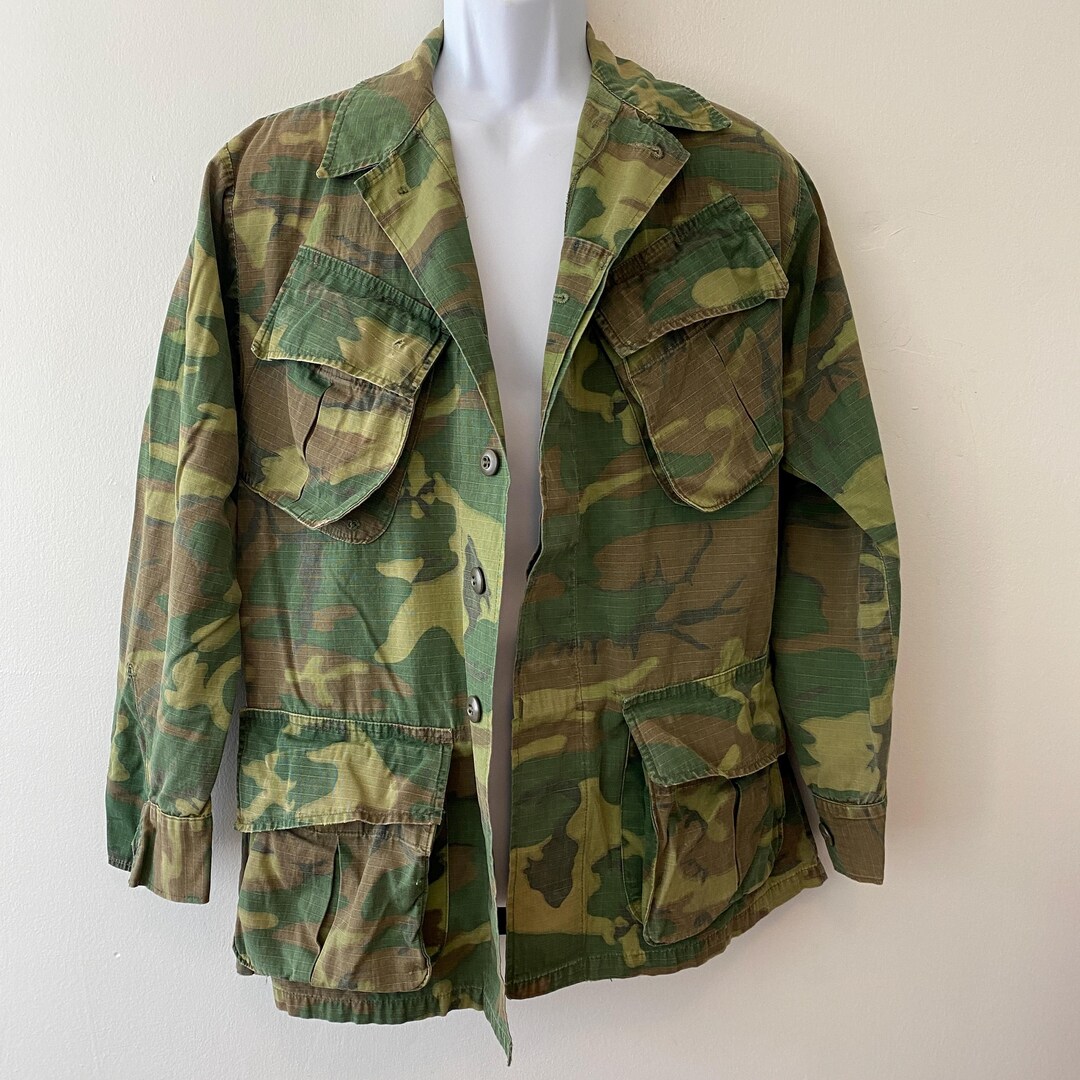 Vintage 60s 70s Vietnam War US Army Camo Rip-stop Poplin W/R Class 2 ...