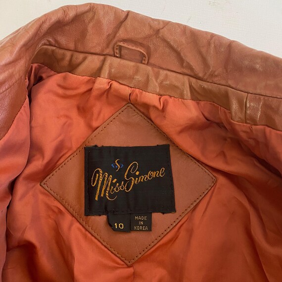 1970s Miss Simone Brown Leather Button Belted Jacket … - Gem