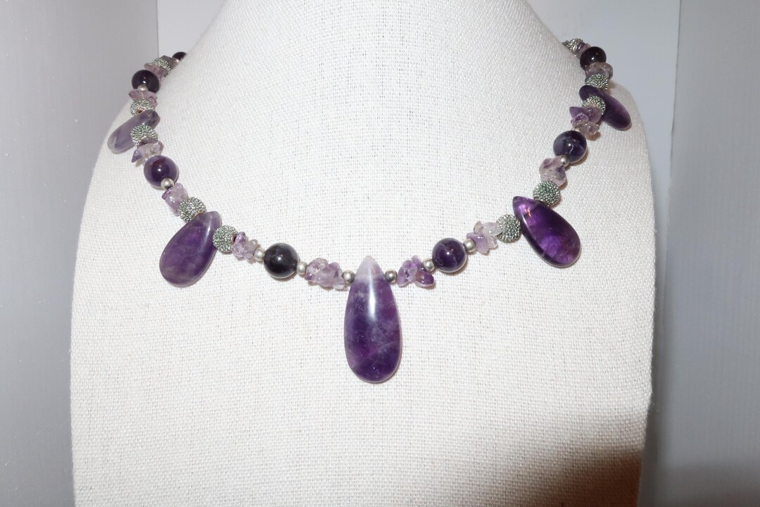 Amethyst Natural Beads and Chips, Statement Necklace, Finishing Piece ...