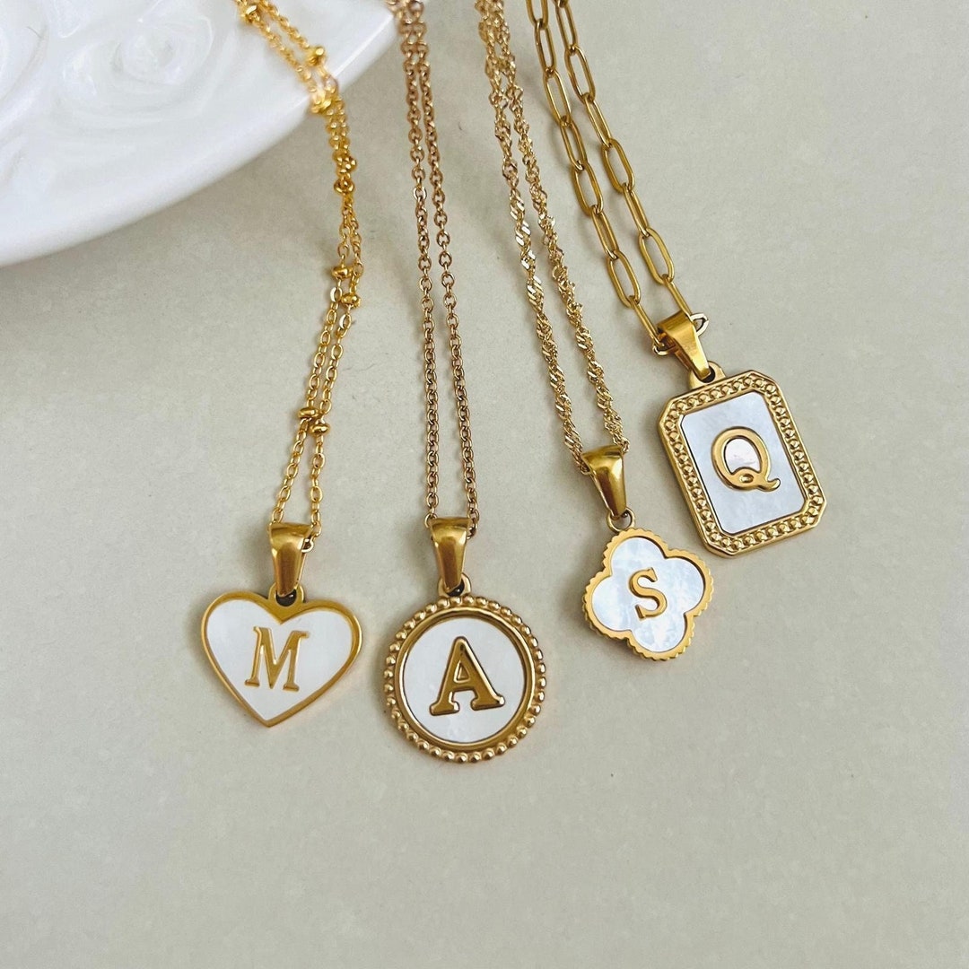 Initial Necklace, Waterproof Necklace, 18K Gold Letter Necklace ...