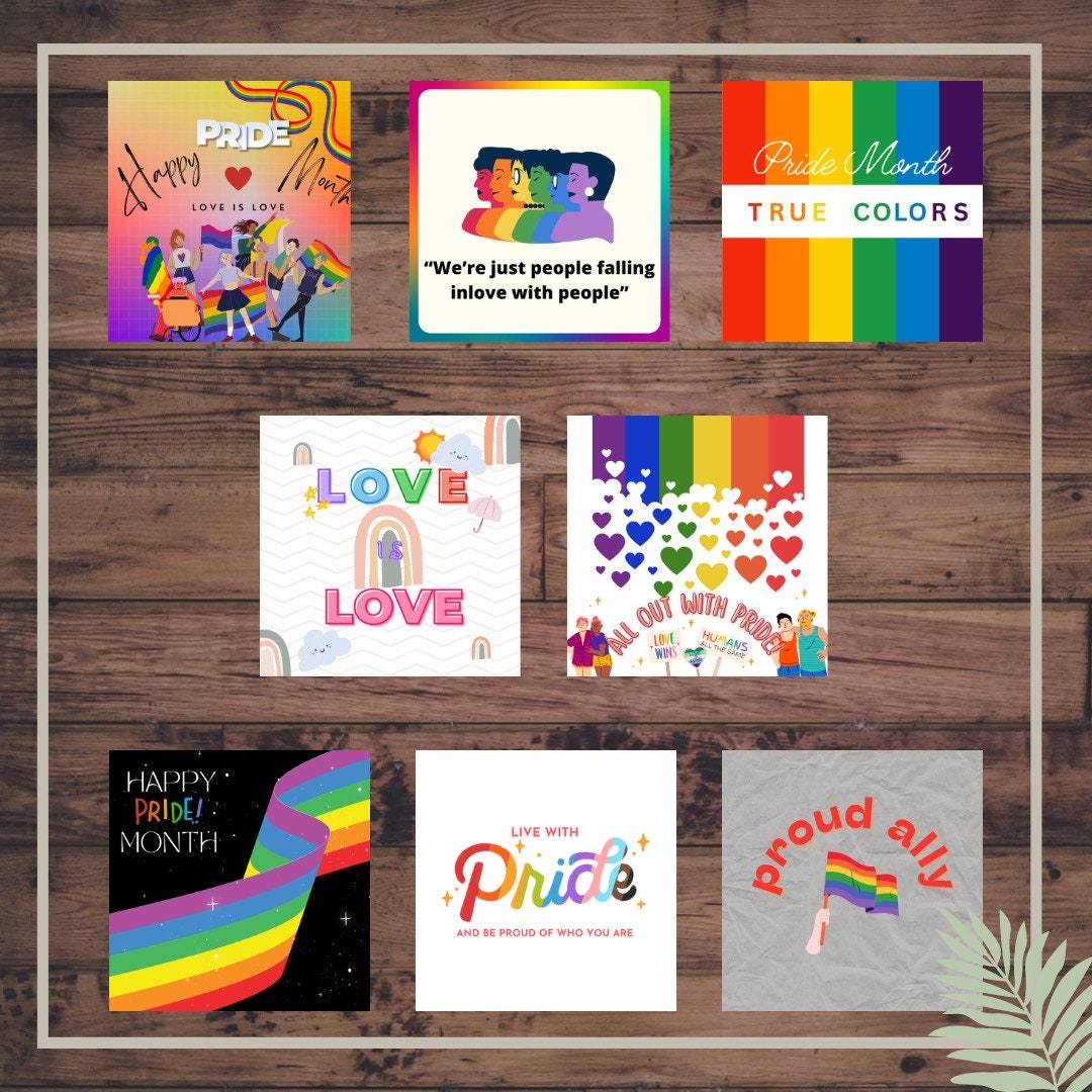 6 Happy Pride Month Printable Posters Digital Print LGBTQIA Card Pride Month Bundles Decor Pride ...