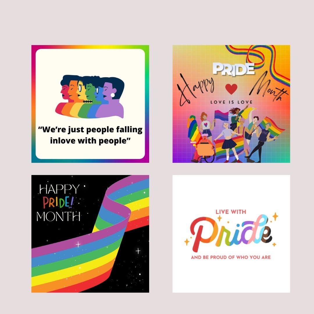 6 Happy Pride Month Printable Posters Digital Print LGBTQIA Card Pride ...