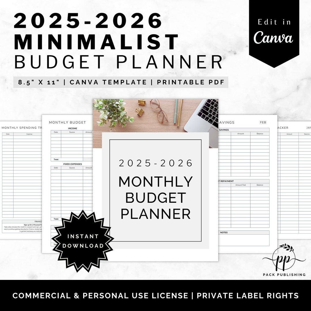 2025-2026 Digital Printable Budget Financial Monthly Planner Tracker ...