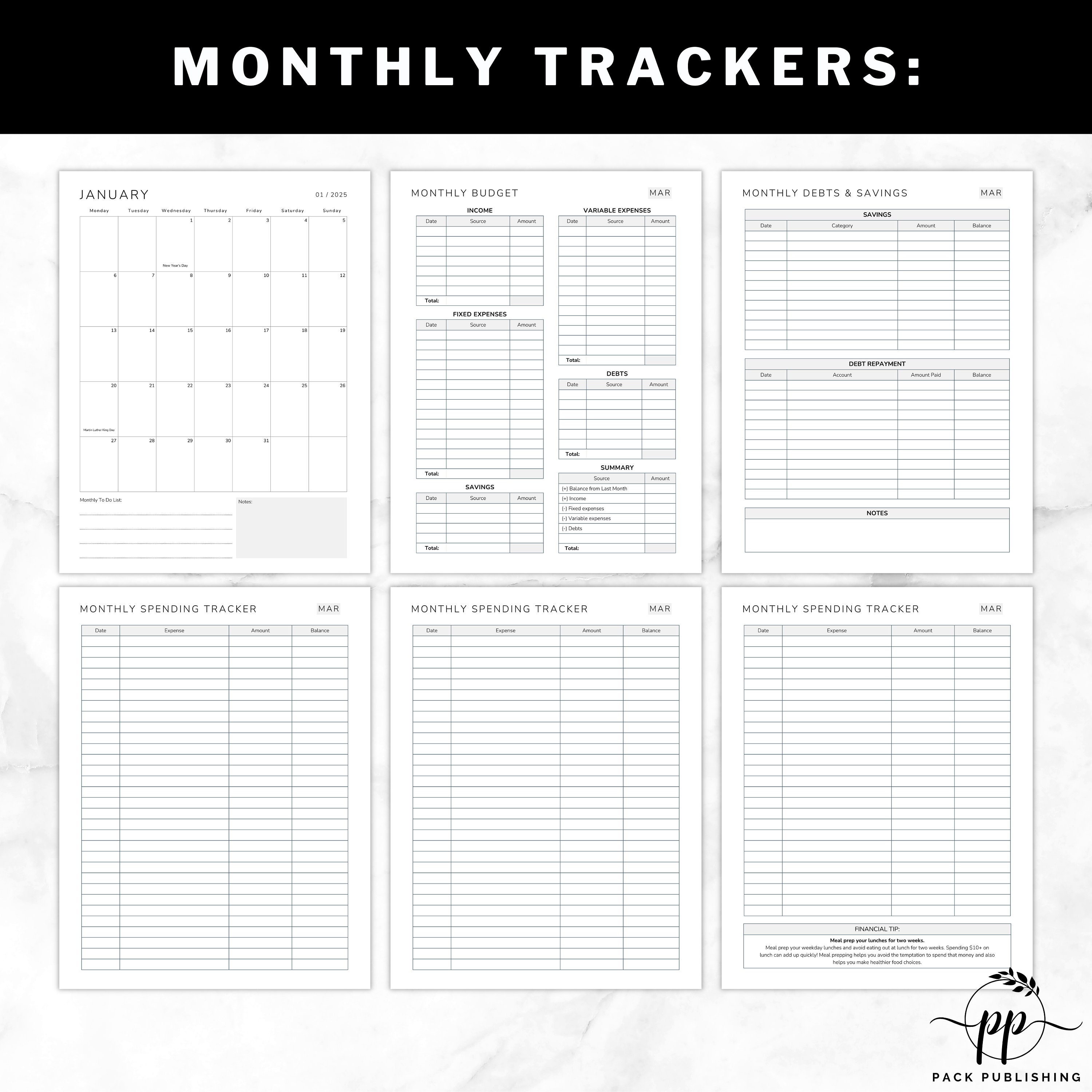 2025-2026 Digital Printable Budget Financial Monthly Planner Tracker ...