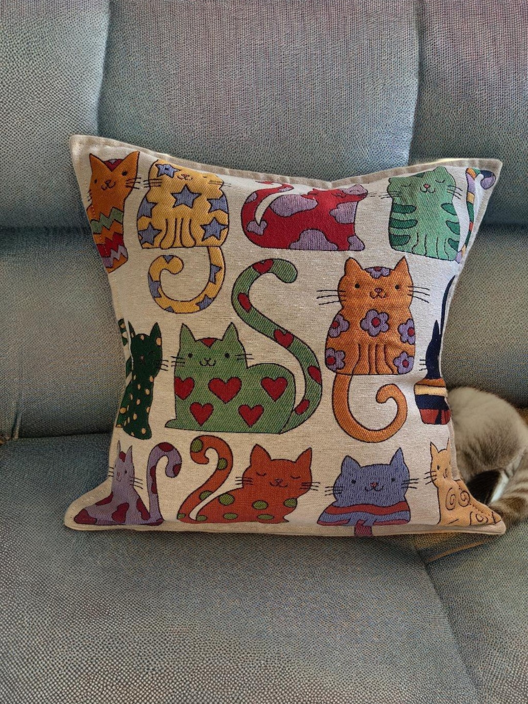 Embroidered Cat Throw Pillow Case,cats Square Cushion Cover,kitten Home ...