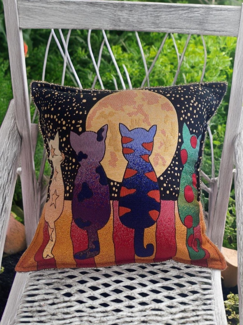 Embroidered Cat Throw Pillow Case,cats Square Cushion Cover,kitten Home ...