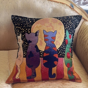 Embroidered Cat Throw Pillow Case,cats Square Cushion Cover,kitten Home ...