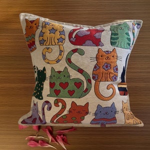 Embroidered Cat Throw Pillow Case,cats Square Cushion Cover,kitten Home ...