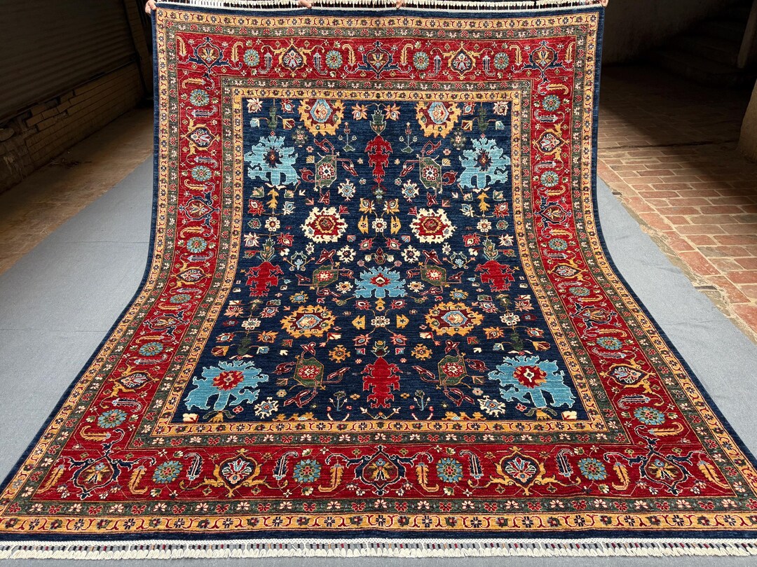 Authentic Persian Blue Bidjar Rug 8x9,large 8x9 Bidjar Area Rug,8x9 ...