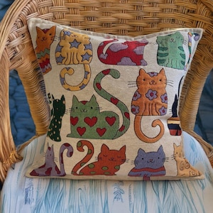 Embroidered Cat Throw Pillow Case,cats Square Cushion Cover,kitten Home ...