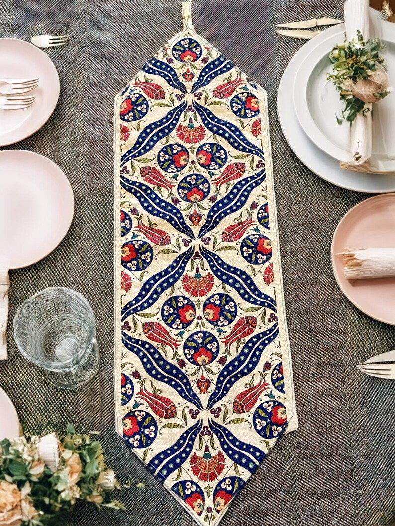 Bohemian Floral Embroidered Modern Turkish Table Runner,rustic Dining ...