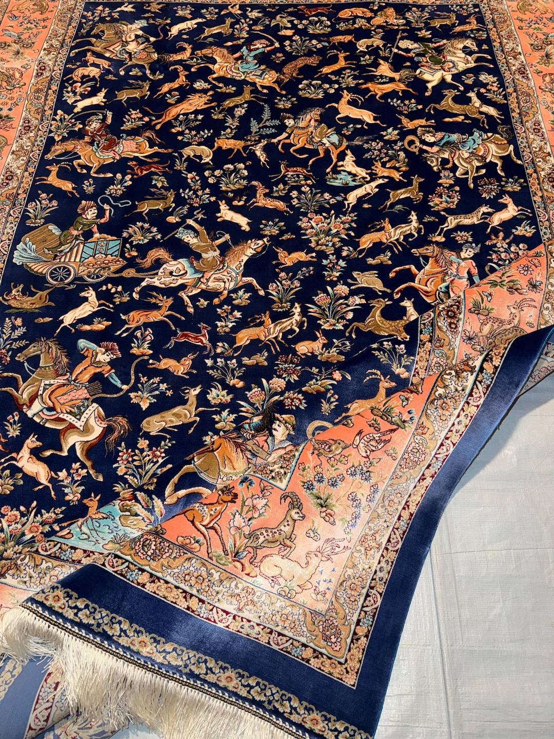 Persian Silk Rug | Persian Hunting Scene Carpet | Luxury Home Decor ...
