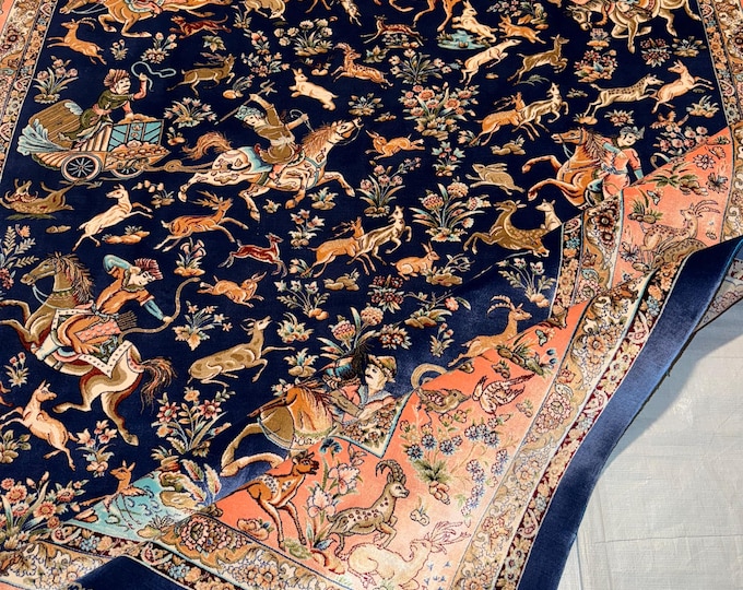 Persian Silk Rug | Persian Hunting Scene Carpet | Luxury Home Decor ...