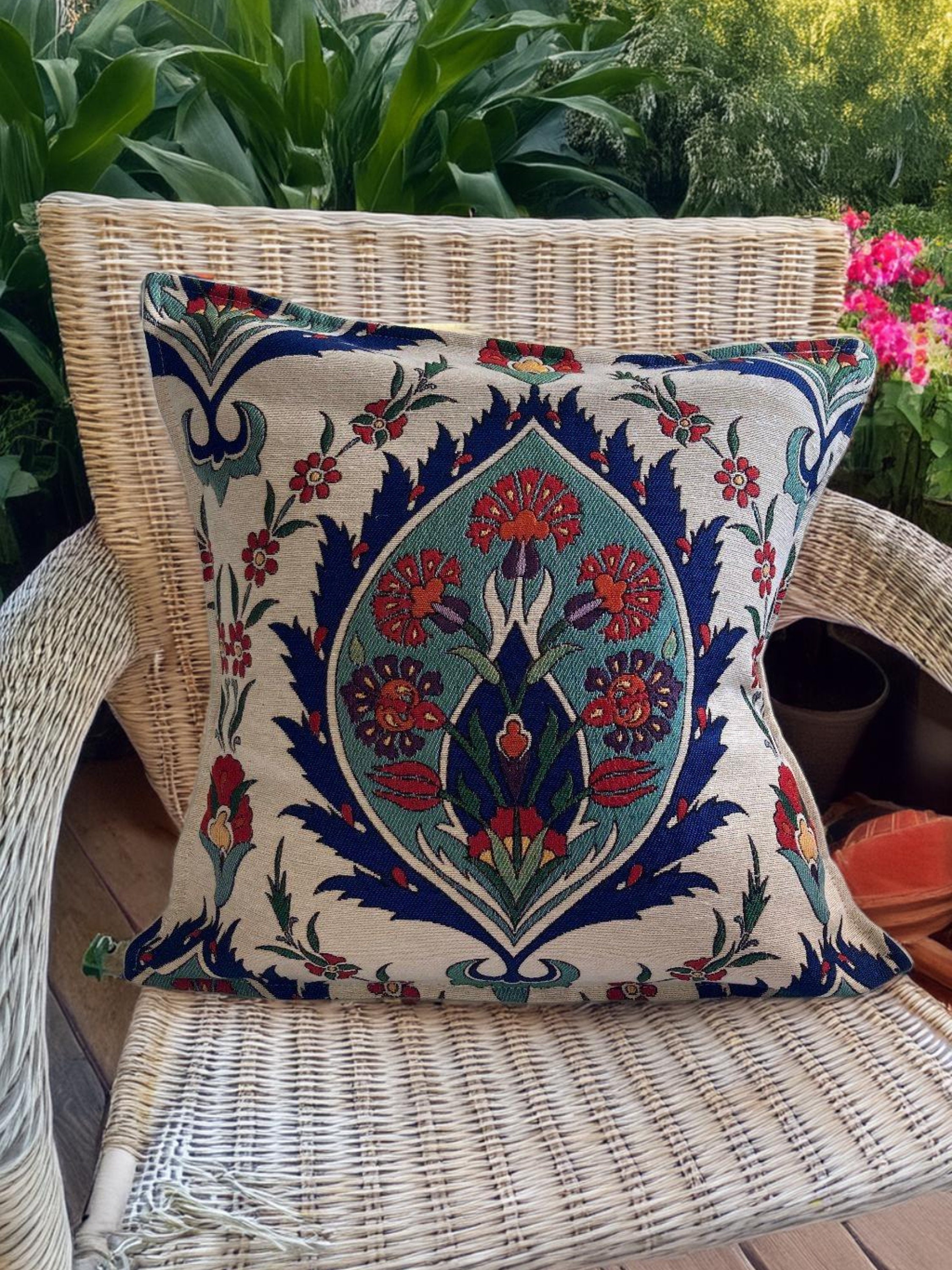 Bohemian Chic Floral Embroidered Pillow Cover,boho Decor, Spring ...