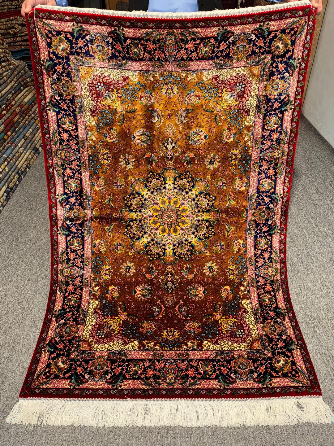 3x4 Art Deco Rug,luxury Silk Area Rug,artisan Silk Rug,oriental Carpet ...