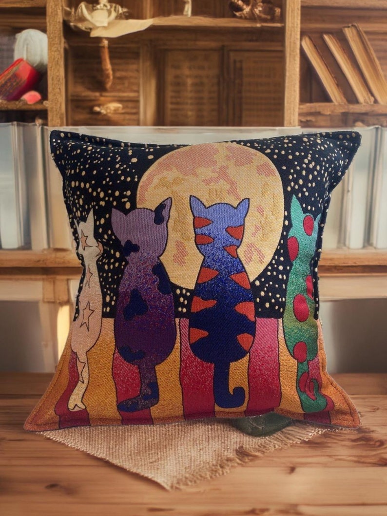 Embroidered Cat Throw Pillow Case,cats Square Cushion Cover,kitten Home ...