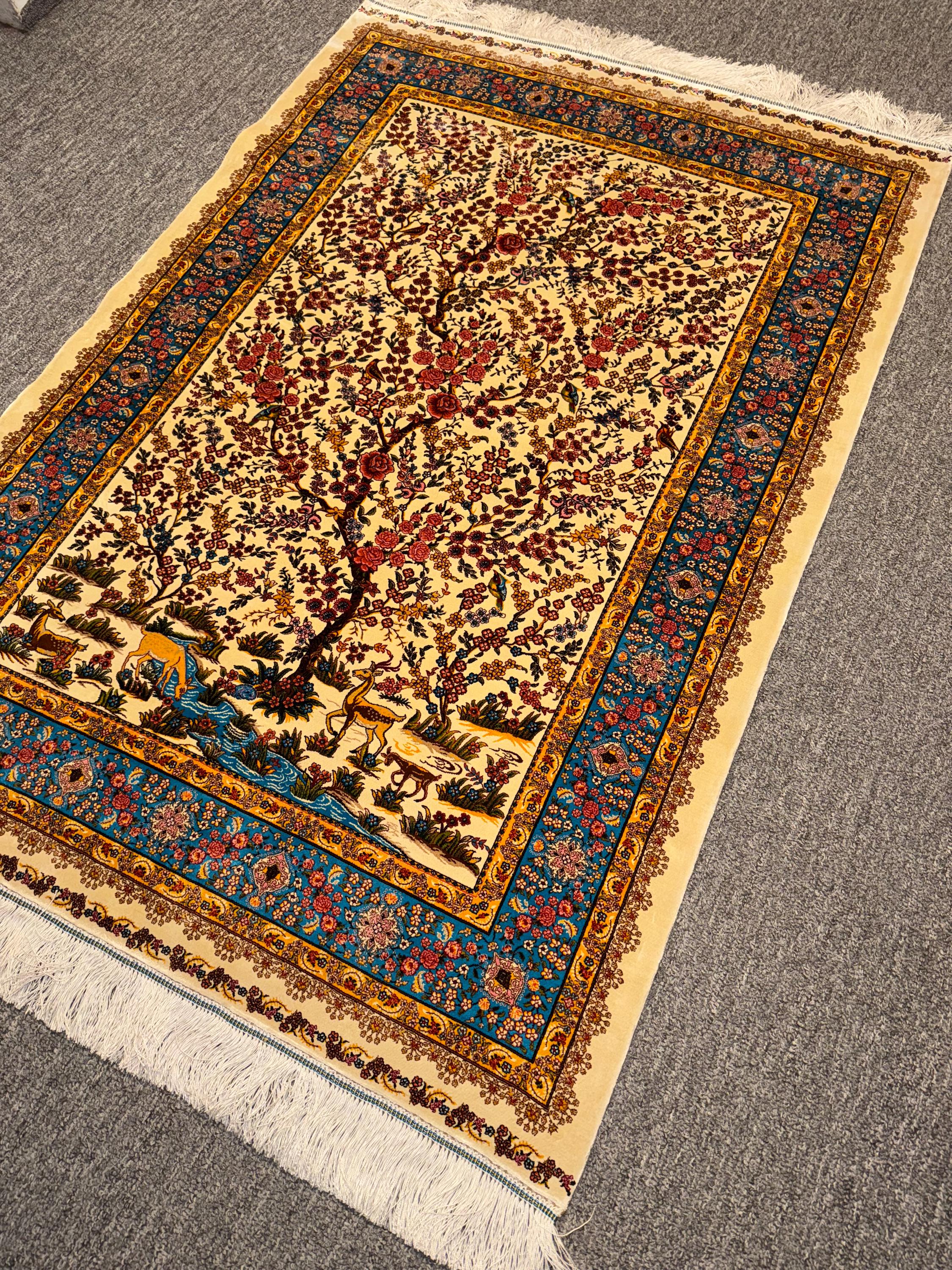 3x4 Silk Rug With Tree of Life Design,luxurious Silk Area Rug,ornate ...