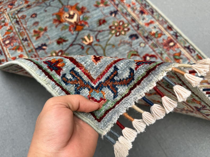 Handmade Sultani Wool Rug 2.9x3.1 Ft Blue Floral Oriental Area Rug ...