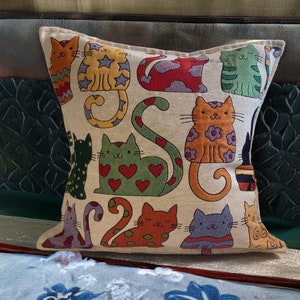 Embroidered Cat Throw Pillow Case,cats Square Cushion Cover,kitten Home ...