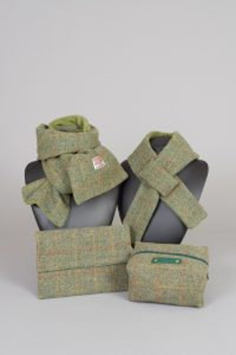 Scarf Harris Tweed Green Long, Made in Scotland, Green Tweed Scarf ...