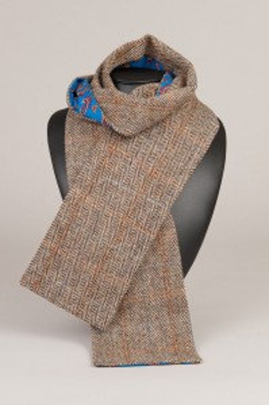 Scarf Harris Tweed Brown, Paisley Lining, Long Tweed Scarf, Long Harris ...