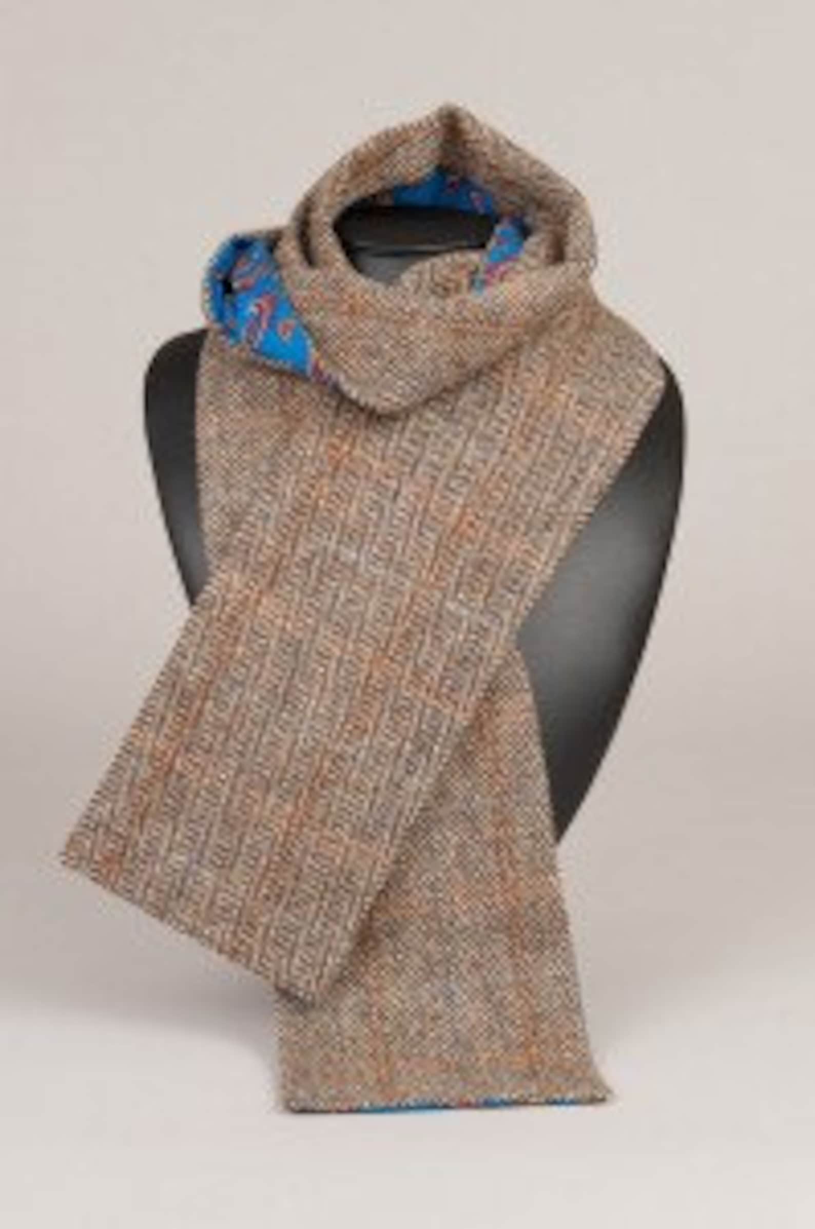 Scarf Harris Tweed Brown, Paisley Lining, Long Tweed Scarf, Long Harris ...