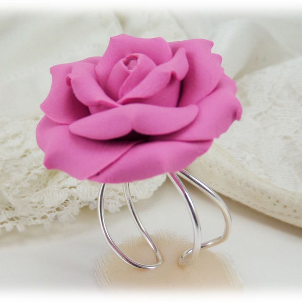 Pink Flower Ring - Etsy