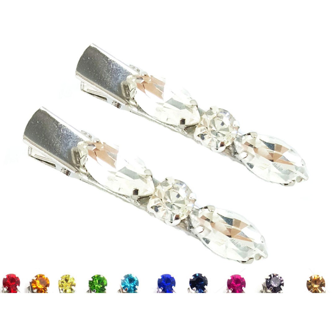 Small Rhinestone Alligator Hair Clips Custom Colors Mini Jeweled ...