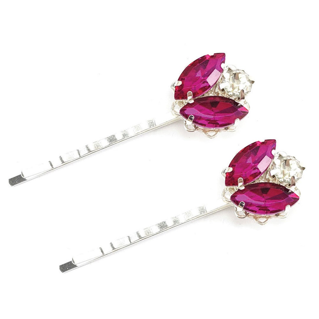 Pink Tulips Rhinestone Hair Pins Simple Pink Filigree Vintage Style ...