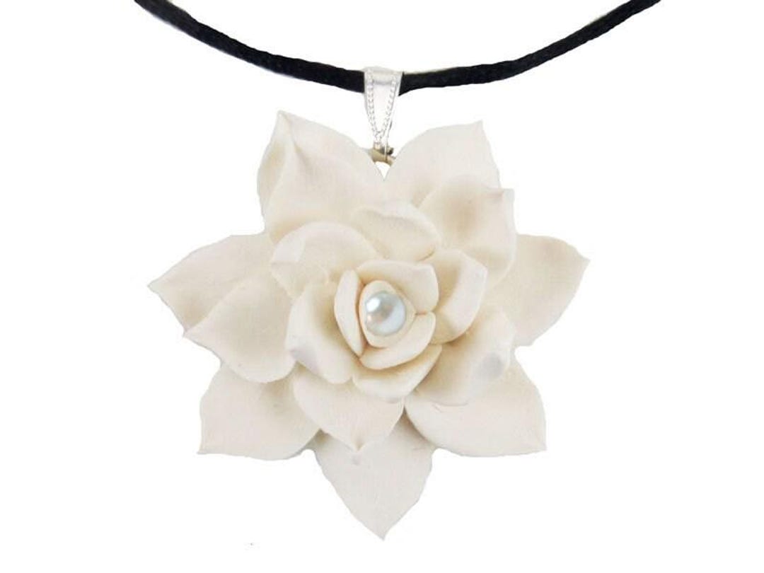 Large Lotus Choker Necklace: Hand Sculpted Polymer Clay Water Lily - Etsy