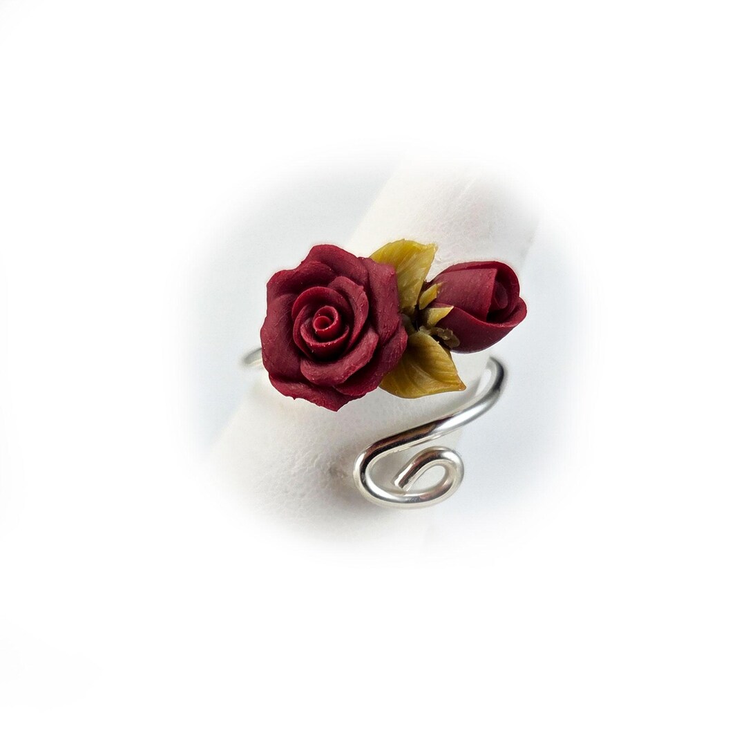 Dainty Rose Wrap Ring: Silver or Gold Tone Options, Adjustable, Hand ...