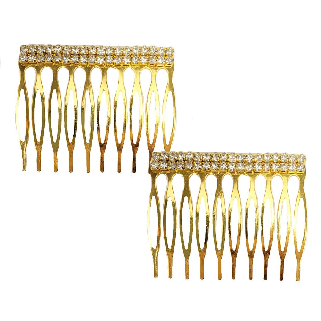 Gold Rhinestone Hair Combs: Simple Slim Bridal Hair Accessory (2 INCH ...