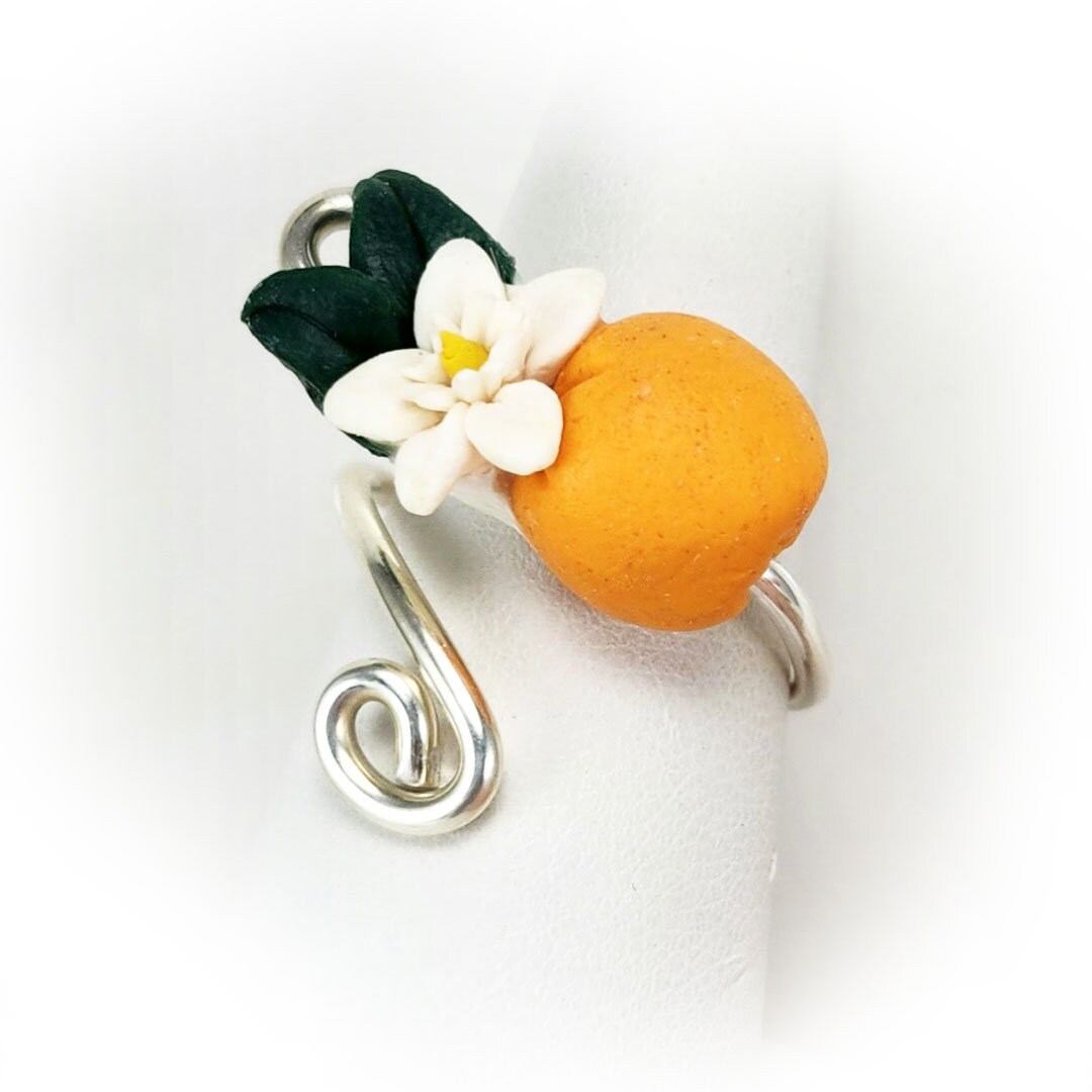 Orange Blossom Sterling Silver Ring: Citrus Fruit Jewelry Gift - Etsy