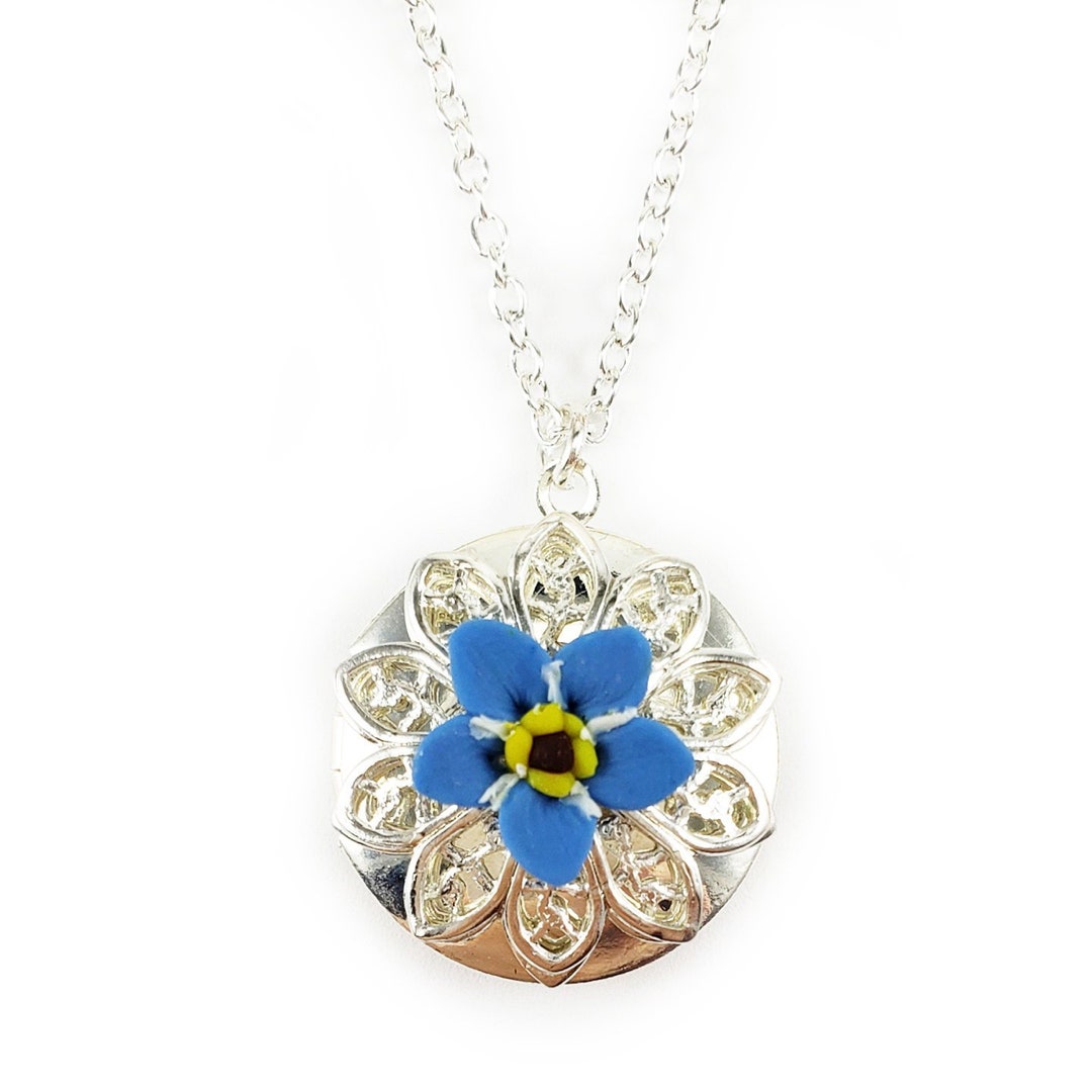 Forget Me Not Locket | Forget Me Not Jewelry | Handmade Flower Photo ...