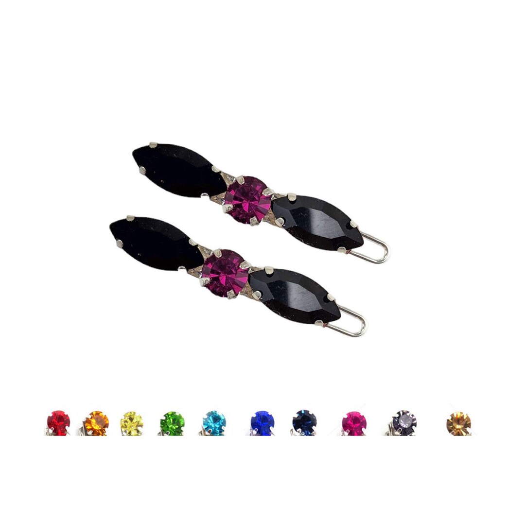 Black Rhinestone Barrettes: Elegant Mini Hair Clips (set of 2) - Etsy
