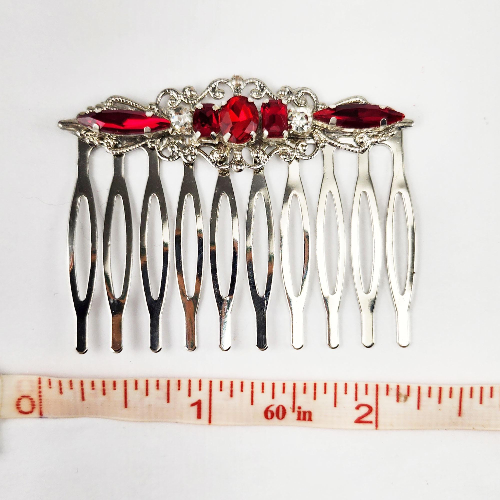 Vintage Style Silver Rhinestone Hair Comb: Filigree Jeweled Hair ...