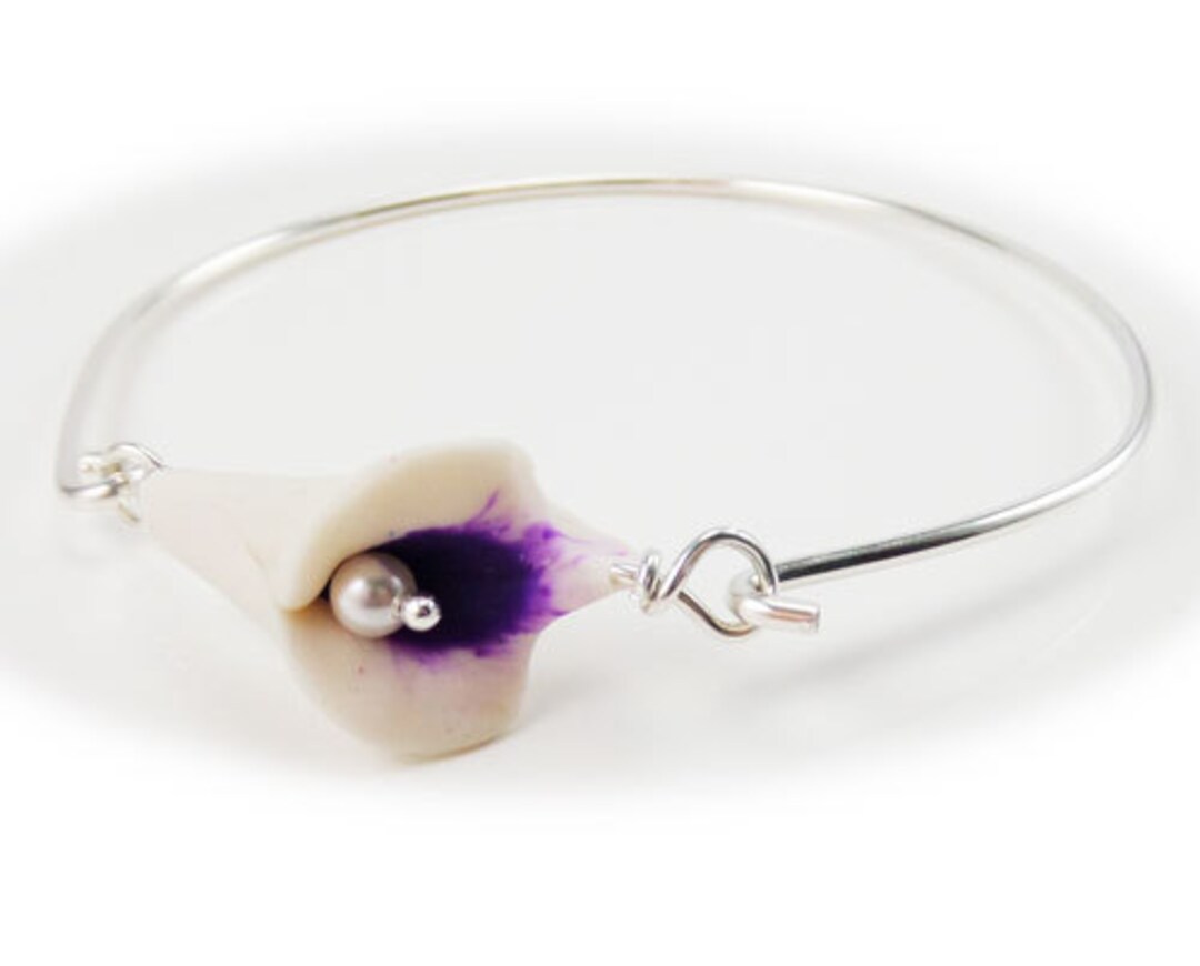 Purple Picasso Calla Lily Sterling Silver Bangle Bracelet - Etsy